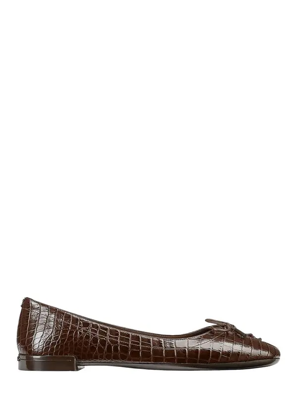 JIMMY CHOO Scarlett Crocodile Embossed Ballet Flats - Brown