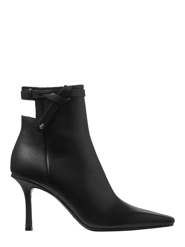 JIMMY CHOO Camie Ab 80 Leather Heeled Boots - Black