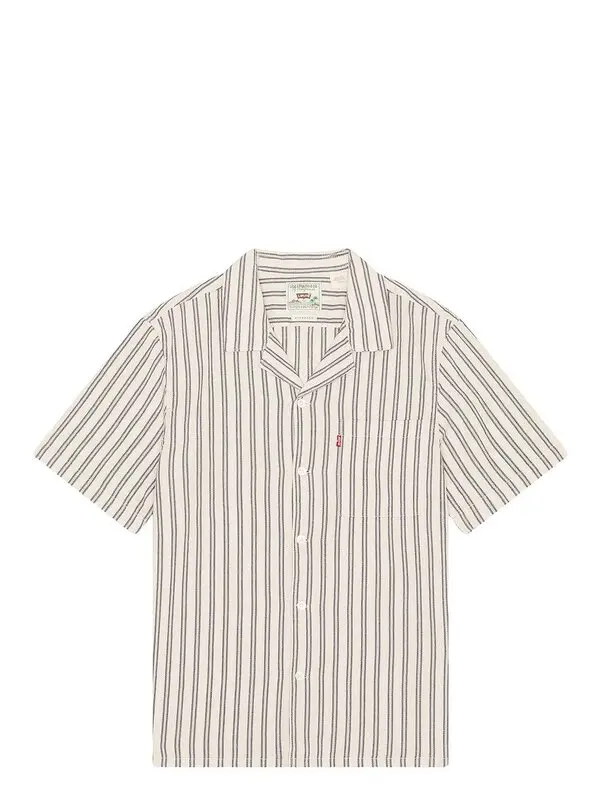 LEVI'S Sunset Standard Camp Shirt In White - Edison Stripe Navy