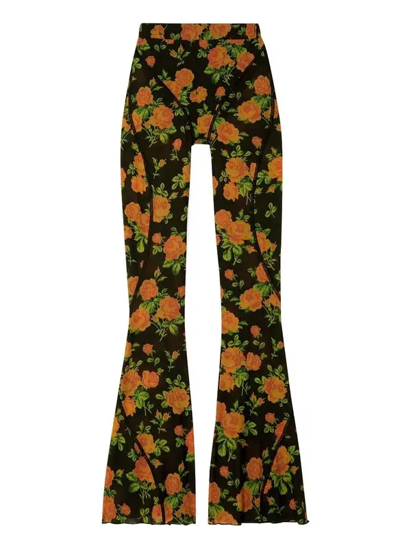 RICHARD QUINN Paneled Floral-print Flared Pants - Orange
