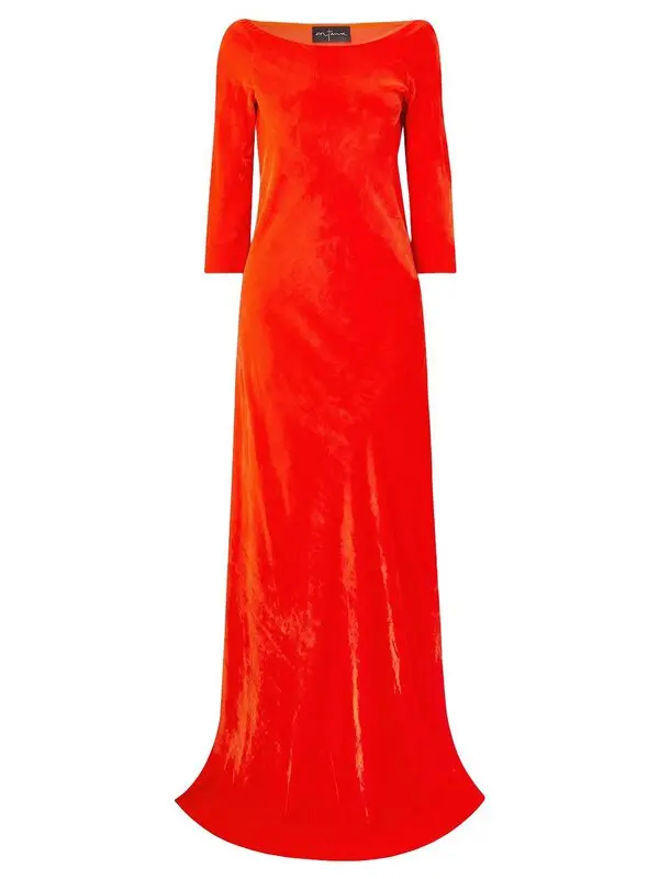 CORTANA Milena Velvet Maxi Dress - Tomato Red
