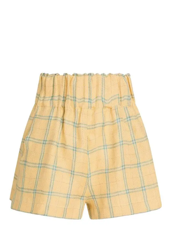 Bondi Born Checked Linen-twill Shorts - Pastel Yellow