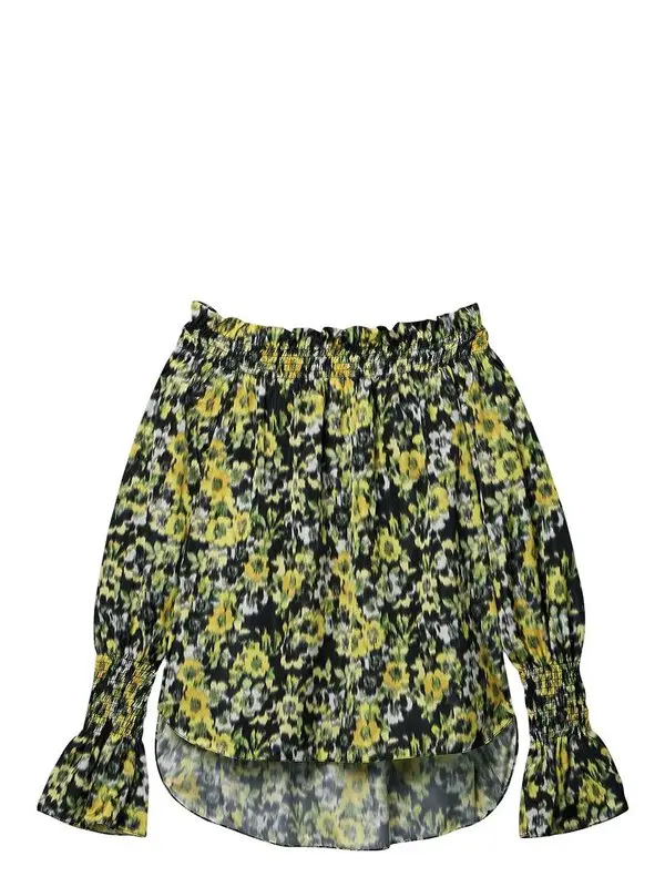 Adam Lippes Floral-print Taffeta Top - Lime Green