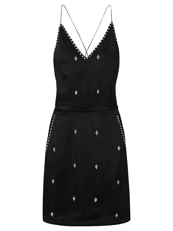 WALES BONNER Honour Studded Satin Dress - Black