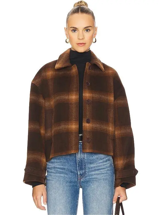 Simkhai Colby Plaid Jacket - Chocolate Plaid