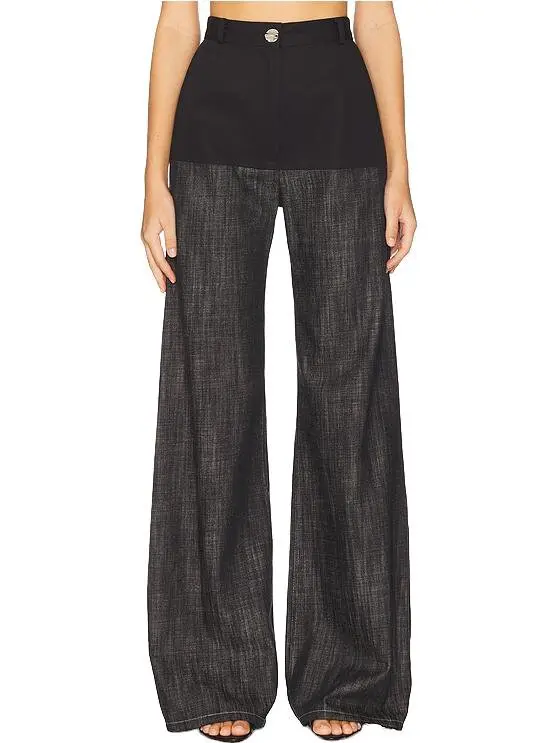 Matthew Bruch High-waist Combo Pant - Black Denim