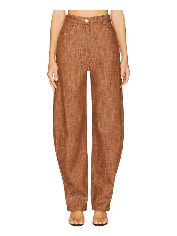 Matthew Bruch High-waist Barrel Wide Leg - Brown Denim