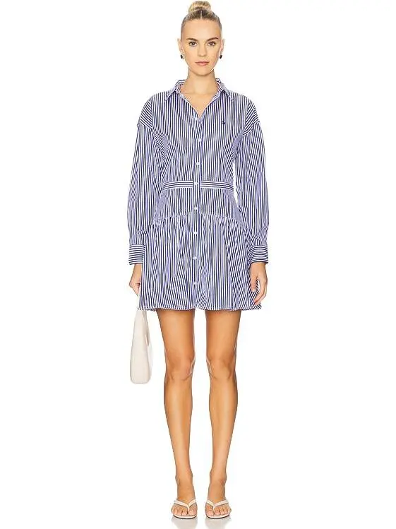 Polo Ralph Lauren Striped Cotton Paneled Shirt Dress - 1936 Blue & White Stripe