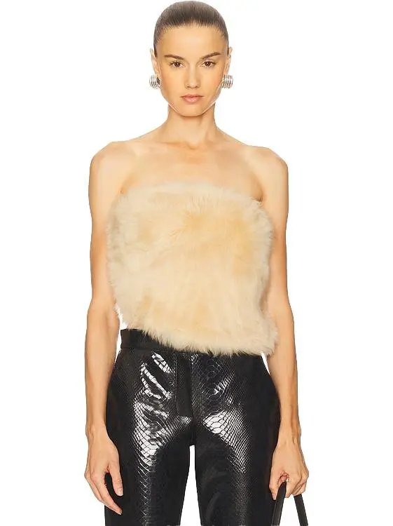 THE NEW ARRIVALS ILKYAZ OZEL Dogi Shearling Top - Ashwaganda