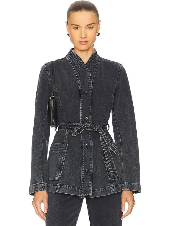 Remain Birger Christensen Belted Denim Jacket - Black