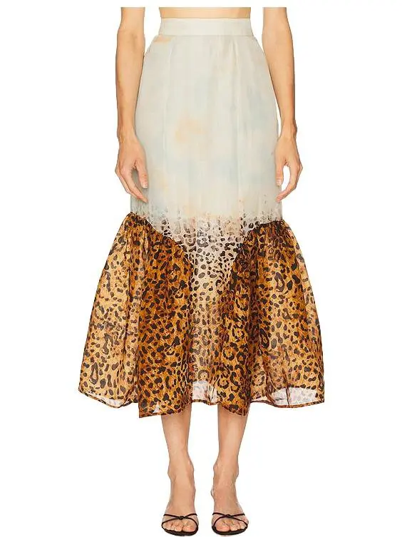 LA FUORI Helen Midi Skirt - Wild Horizon Print