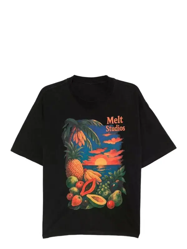 MELT Graphic-print Cotton T-shirt - Black
