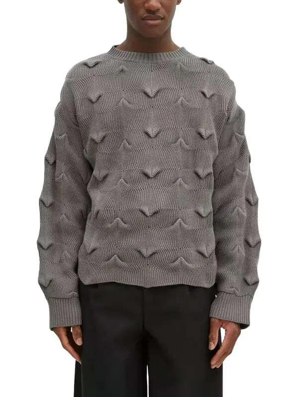 A. A. SPECTRUM Textured V-pattern Sweater - Grey