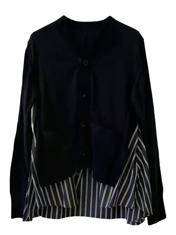 Sacai Striped Panel Cardigan - Black