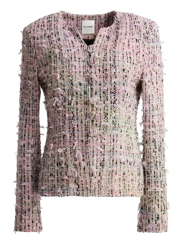 St. John Button Tweed Jacket - Pink