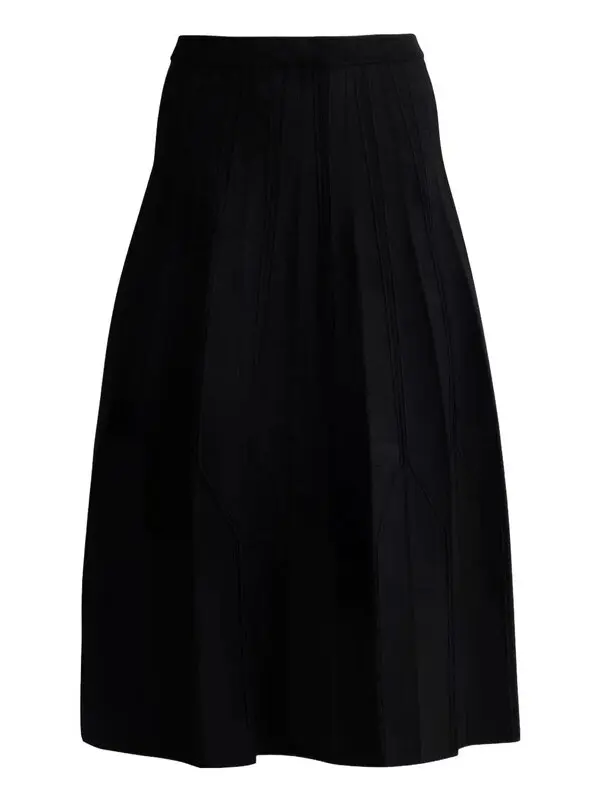 St. John Pleated A-line Midi Skirt - Black