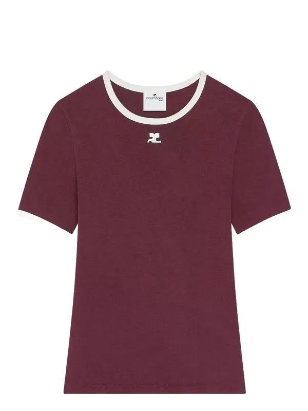 COURREGES Cotton T-shirt With Contrast Trim - Red