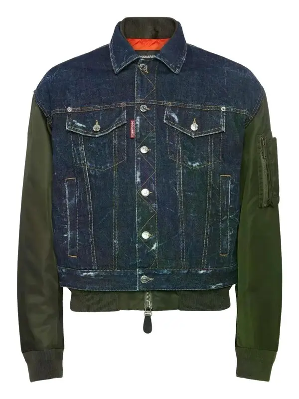 Dsquared2 Aviator Hybrid Bomber Jacket - Blue