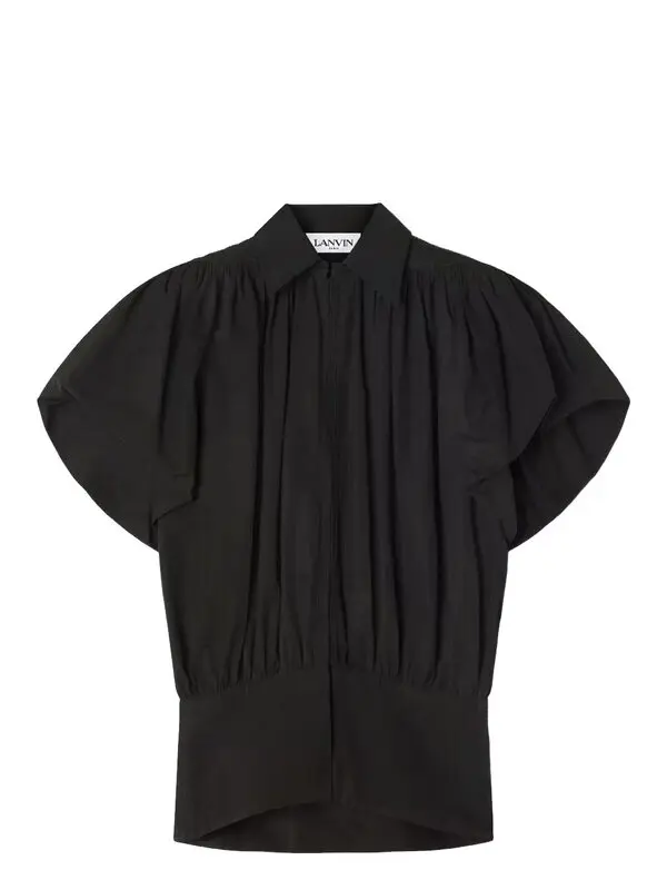 LANVIN Puffed-sleeve Zip-front Top - Black