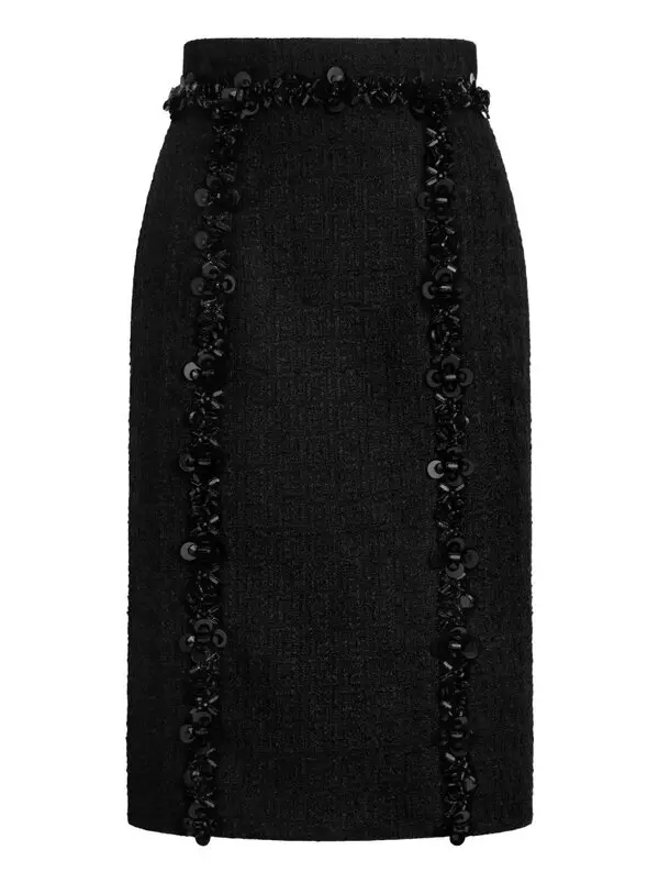 Dolce & Gabbana Pencil Skirt With Beaded Embellishments - Black