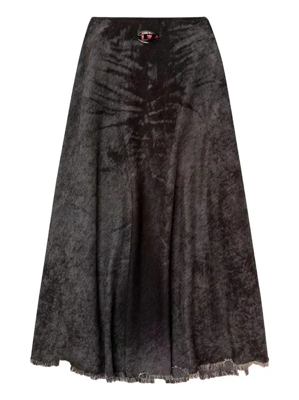 DIESEL Frayed-hem A-line Maxi Skirt - Black