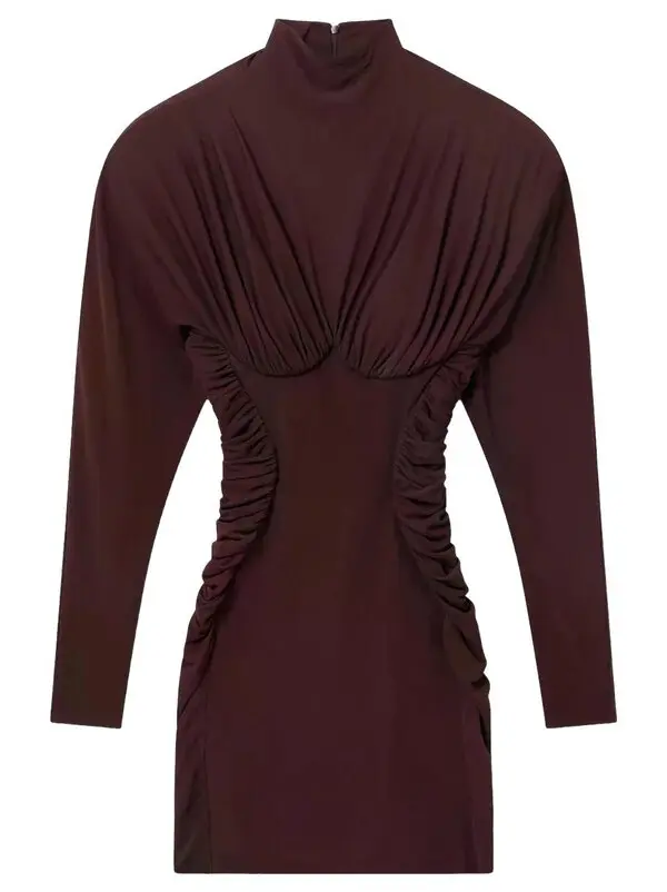 Stella McCartney High-neck Ruched Mini Dress - Brown