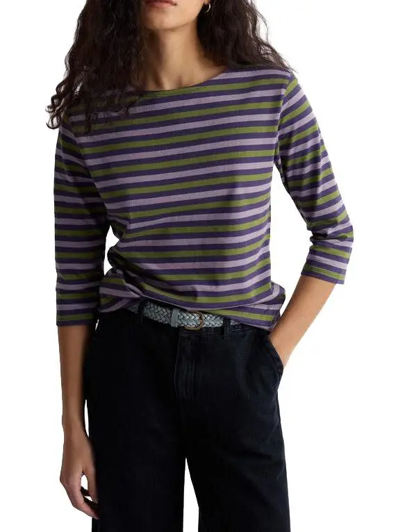 SEASALT CORNWALL Sailor Stripe Organic Cotton Top - Duet Mini Cornish Dark Violet