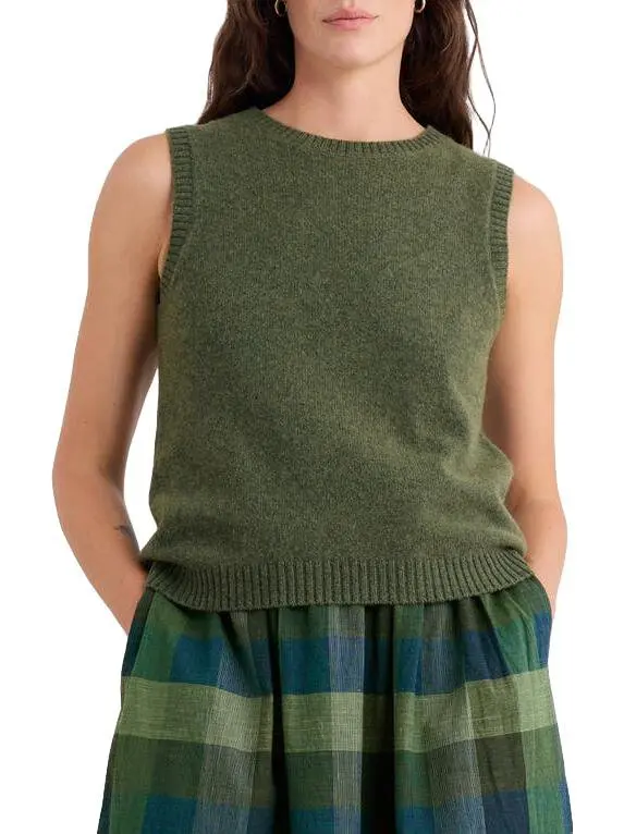 SEASALT CORNWALL East View Merino Wool Blend Sweater Vest - Light Olive
