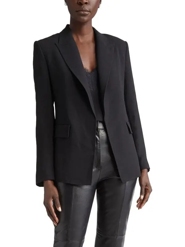 St. John Satin Back Crepe Wrap Jacket - Black