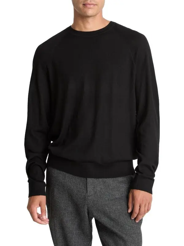 Vince Merino Wool And Cashmere Crewneck Sweater - Black