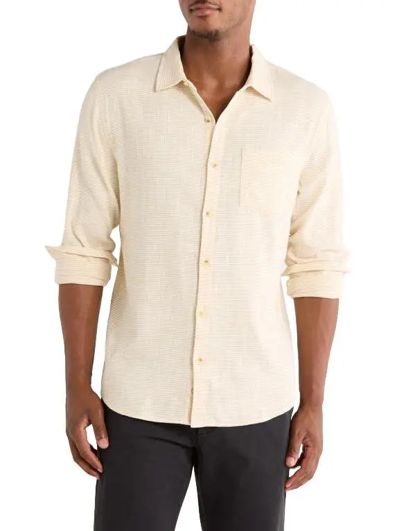 Marine Layer Classic Stripe Stretch Cotton Button-up Shirt - Natural Stripe