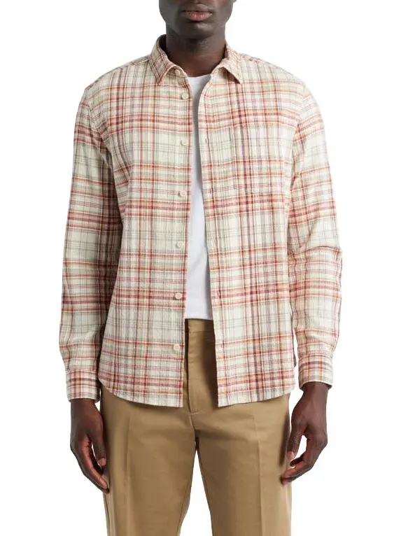 WAX LONDON Shelly Seersucker Shirt - Rust/multi