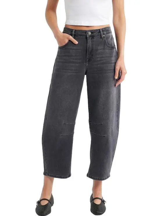 HIDDEN JEANS Cropped Barrel Jeans - Grey