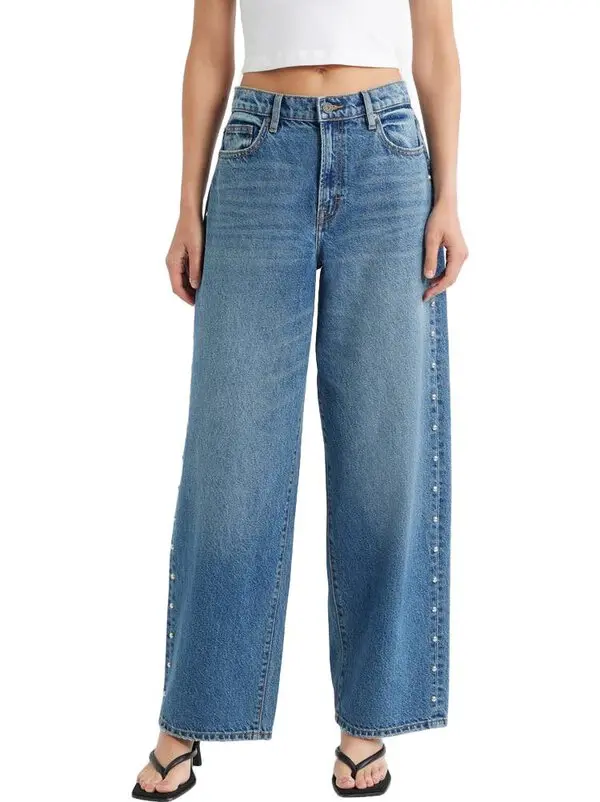 HIDDEN JEANS Side Stud Baggy Jeans - Dk.wash