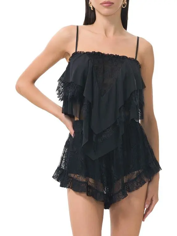 AFRM Aimee Ruffle & Lace Camisole - Noir