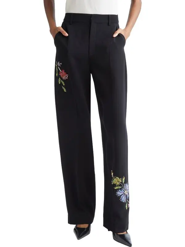Cinq À Sept Floral Harlan Pants - Black/multi