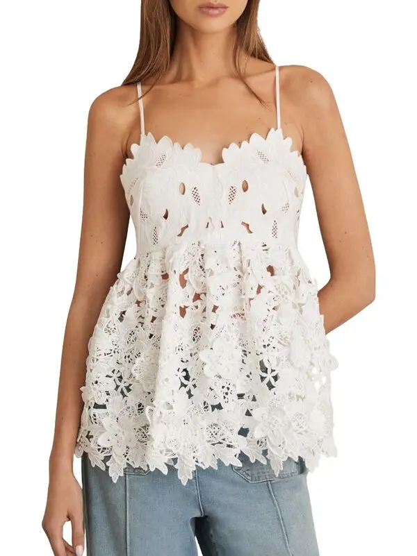 REISS Broderie Anglaise Cotton Camisole - Ivory