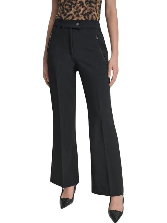 Dkny Double Weave Flare Trousers - Black