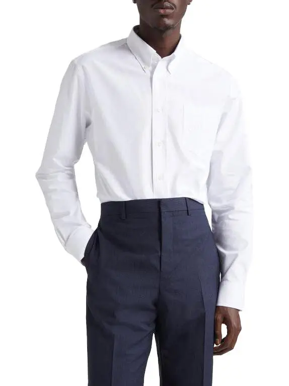 Givenchy Paris Embroidered Classic Fit Cotton Poplin Button-down Shirt - White