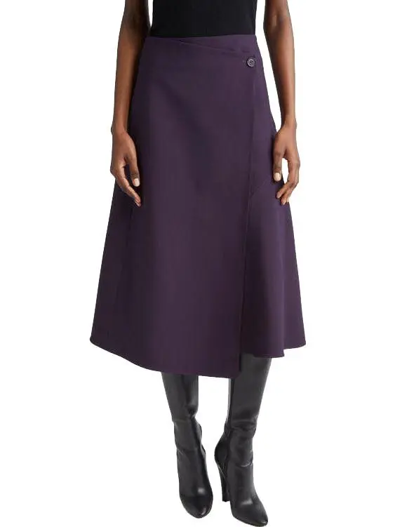 Michael Kors Draped Wool Wrap Skirt - Aubergine