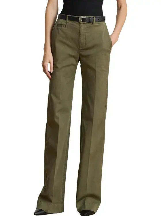 Ralph Lauren High Waist Flare Stretch Twill Chinos - Botanic Olive