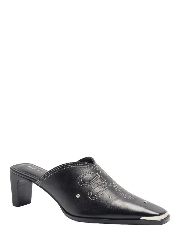 Free People Roxi Western Mule - Black Leather