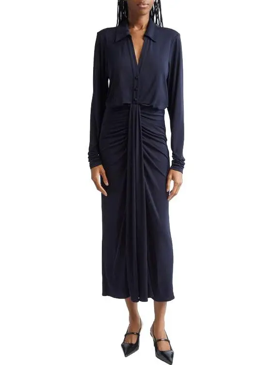 Cinq À Sept Seferina Ruched Detail Shirtdress - Navy