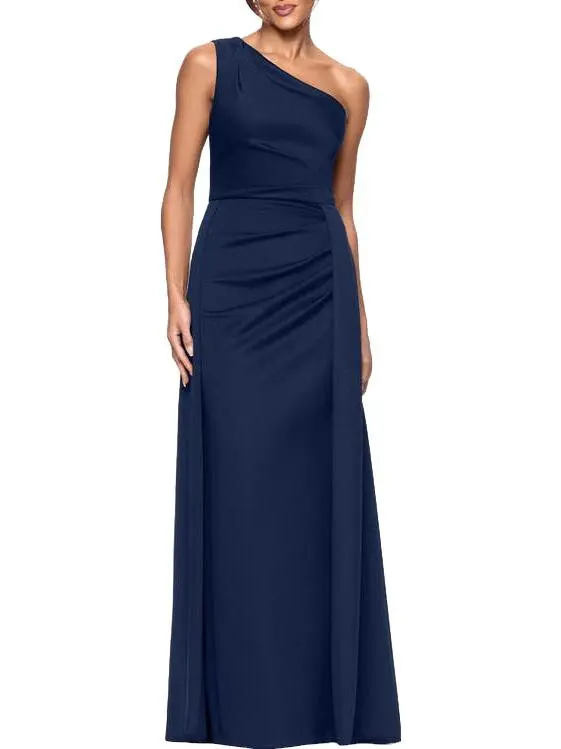 XSCAPE EVENINGS One-shoulder Scuba Crepe Gown - Midnight