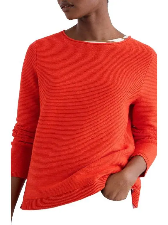 SEASALT CORNWALL Makers Rib Organic Cotton Sweater - Knit Melange Mandarin