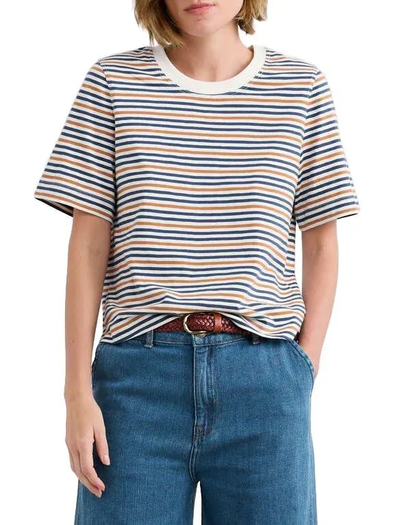 SEASALT CORNWALL Copseland Stripe Organic Cotton T-shirt - Pellitras Basket Chalk