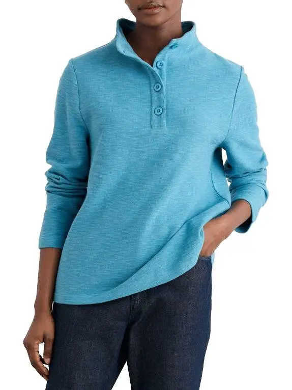 SEASALT CORNWALL Organic Cotton Half Placket Sweatshirt - Lagoon