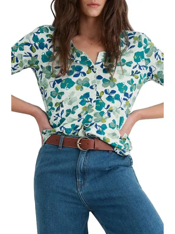 SEASALT CORNWALL Studio Glass Organic Cotton Button-up Top - Lamorna Bloom Chalk
