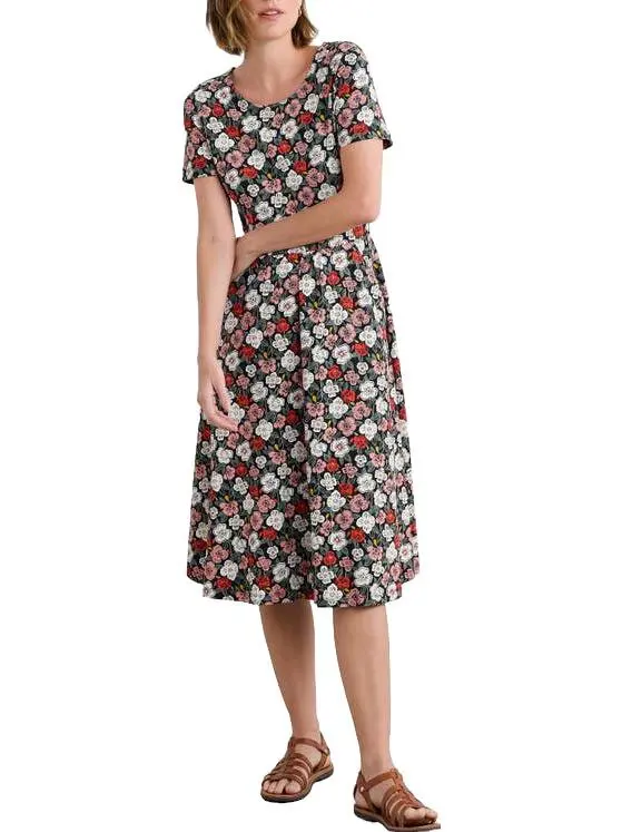 SEASALT CORNWALL Floral Stretch Organic Cotton Dress - Floral Tumble Onyx