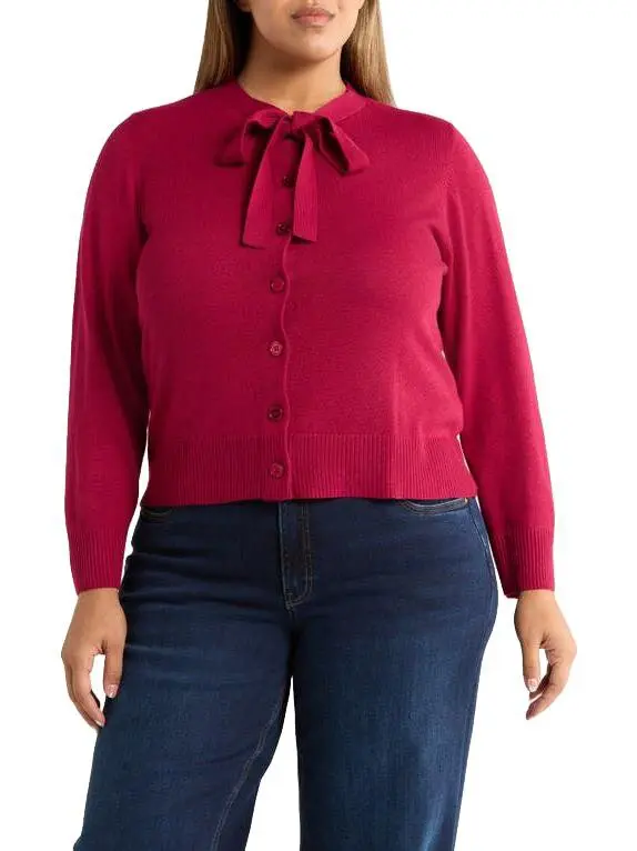 CECE DUPRAZ Tie Neck Cardigan - Deep Merlot